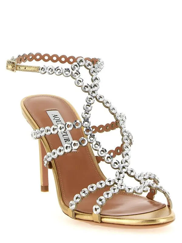 AQUAZZURA Mooncrush Embellished Leather Sandals