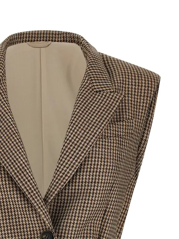 Brunello Cucinelli Houndstooth Virgin Wool Vest - Cream
