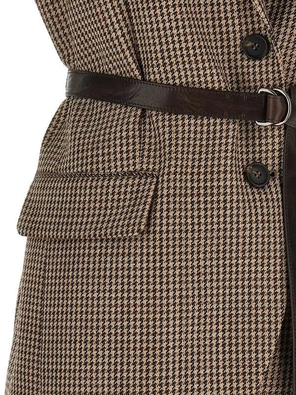 Brunello Cucinelli Houndstooth Virgin Wool Vest - Cream