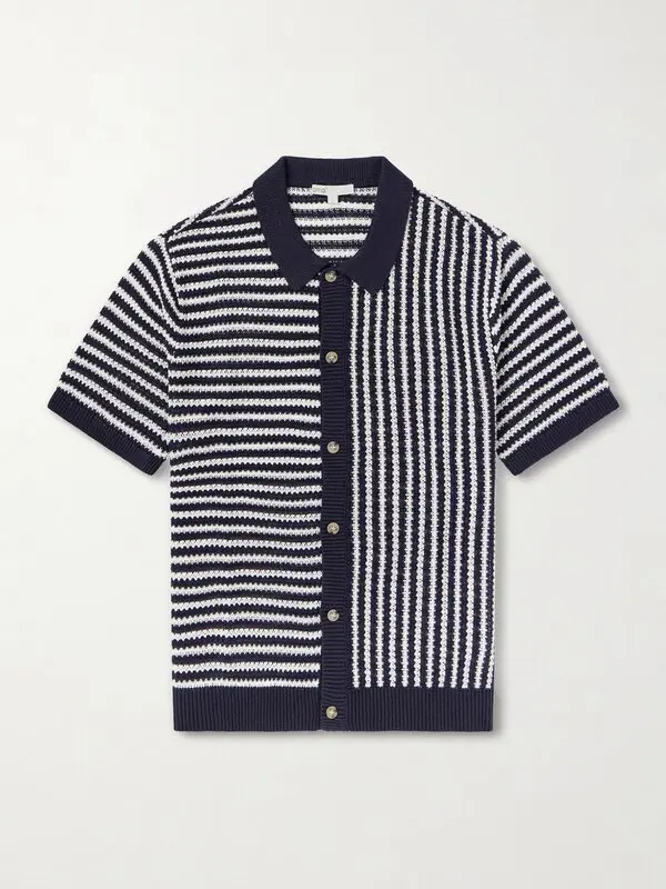 Onia Striped Knitted Linen Shirt