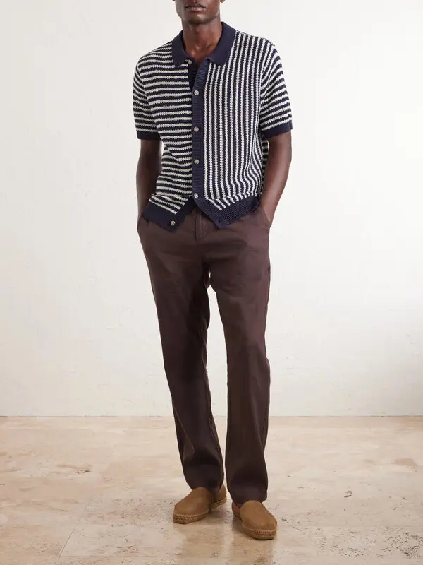 Onia Striped Knitted Linen Shirt