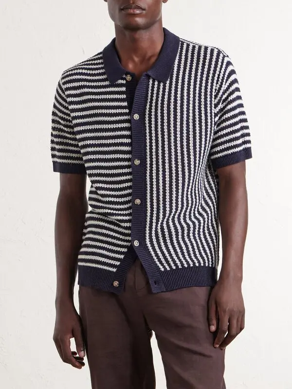 Onia Striped Knitted Linen Shirt