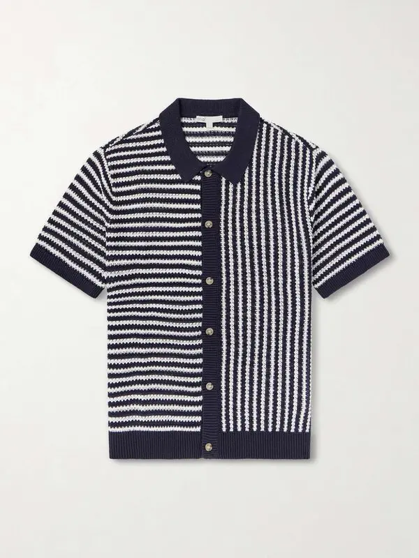Onia Striped Knitted Linen Shirt