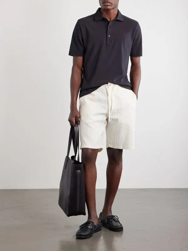 Frescobol Carioca Luca Cotton-piqué Polo Shirt - Black