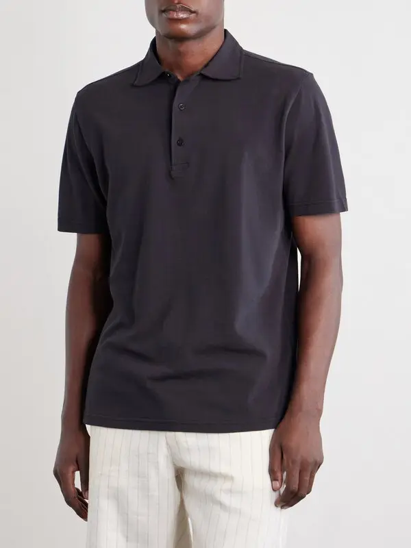 Frescobol Carioca Luca Cotton-piqué Polo Shirt - Black