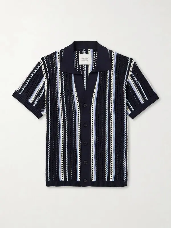 Frescobol Carioca Pinto Crocheted Cotton Shirt - Blue