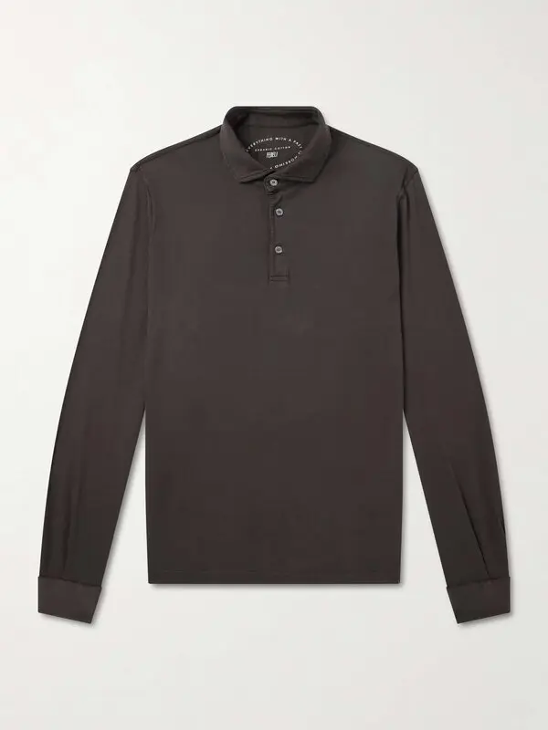Fedeli Cotton-jersey Polo Shirt - Brown