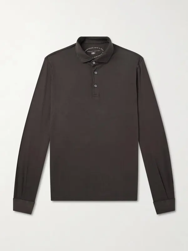 Fedeli Cotton-jersey Polo Shirt - Brown