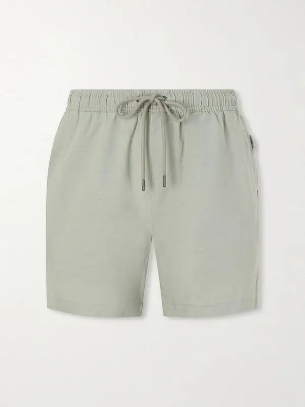 Onia Straight-leg Linen And Lyocell-blend Shorts - Green