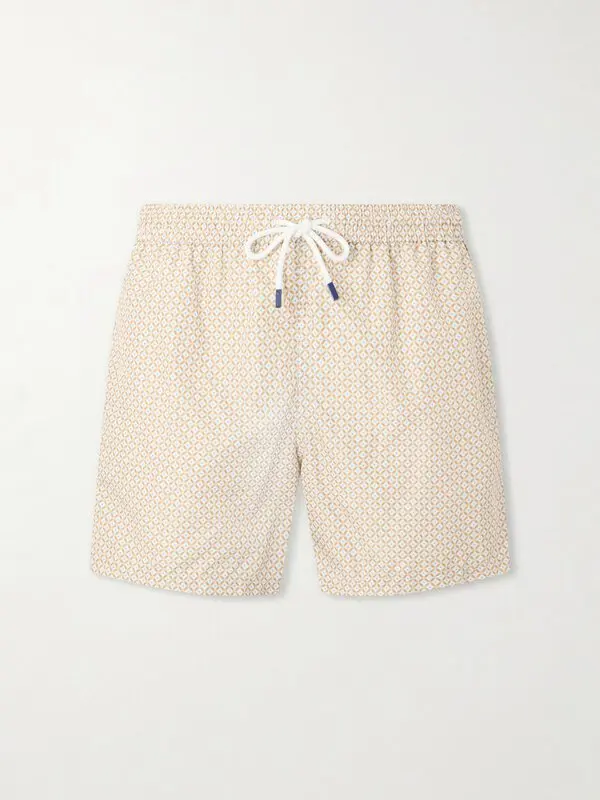 Fedeli Straight-leg Swim Shorts With Madeira Print - Orange