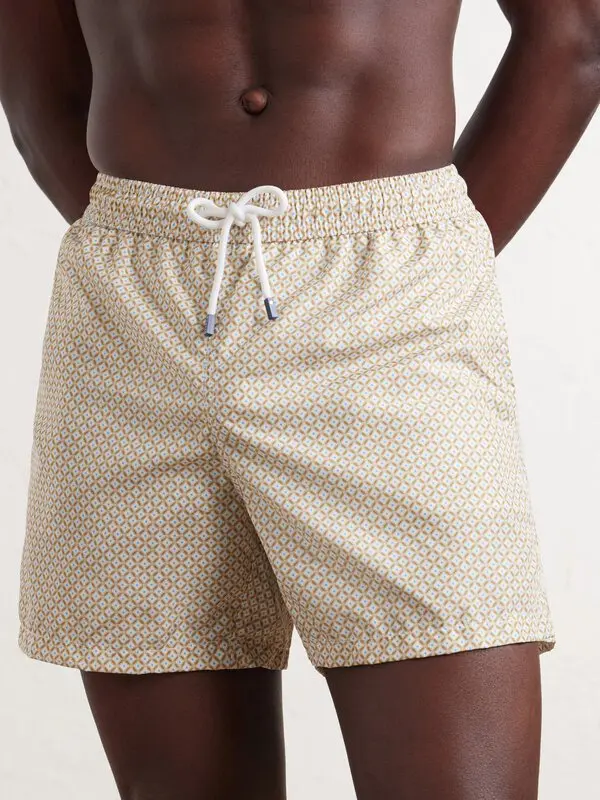 Fedeli Straight-leg Swim Shorts With Madeira Print - Orange