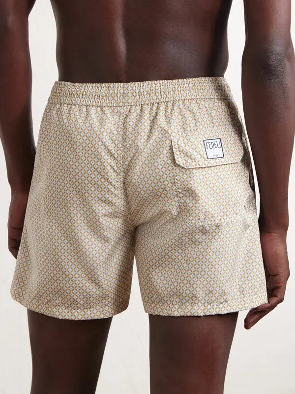 Fedeli Straight-leg Swim Shorts With Madeira Print - Orange