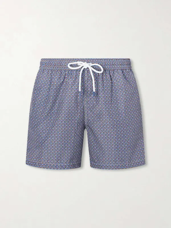 Fedeli Madeira Printed Straight-leg Swim Shorts - Blue