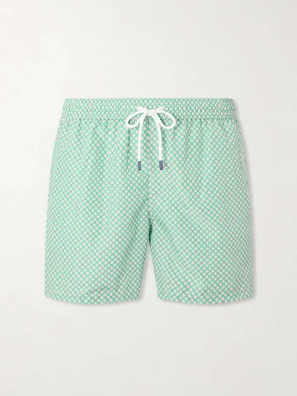 Fedeli Madeira Straight-leg Mid-length Printed Swim Shorts
