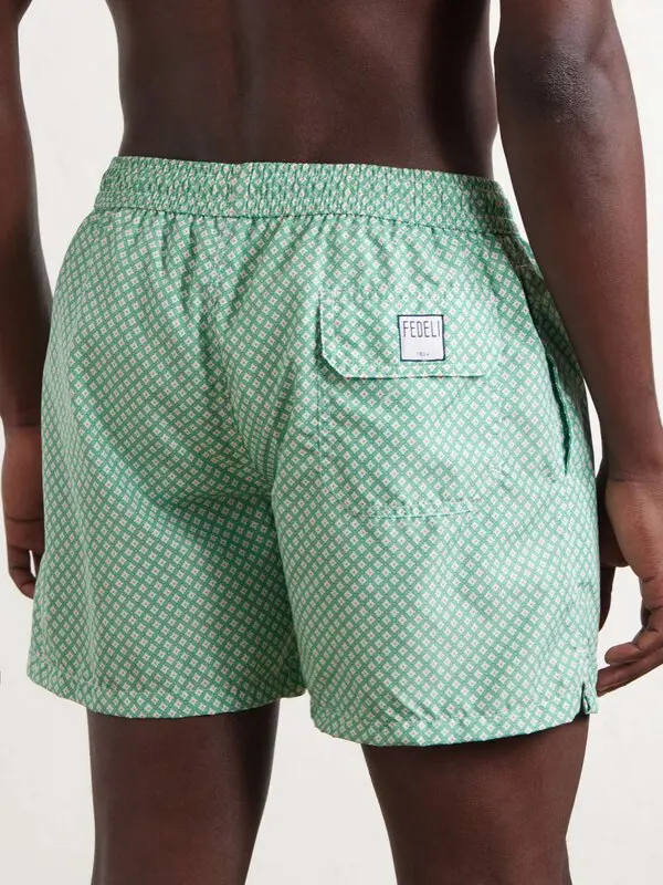 Fedeli Madeira Straight-leg Mid-length Printed Swim Shorts