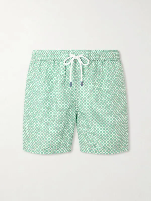 Fedeli Straight-leg Printed Swim Shorts - Green