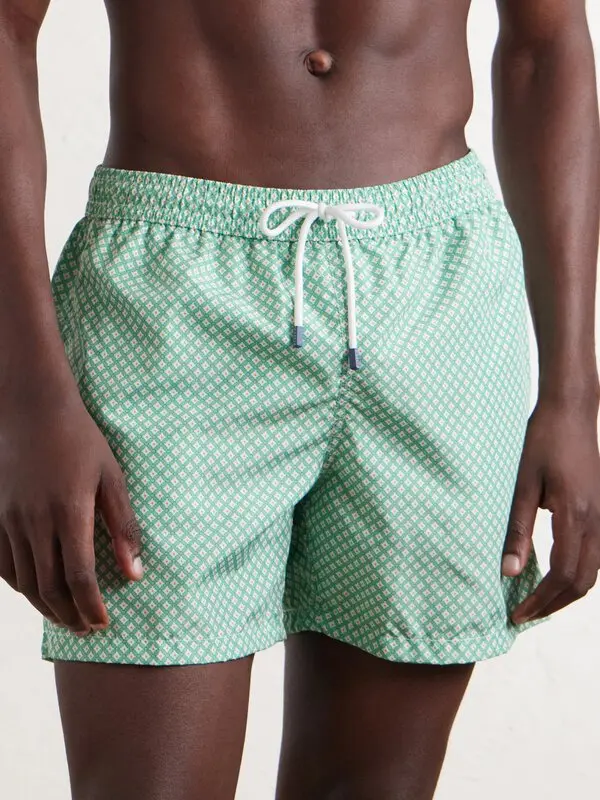 Fedeli Straight-leg Printed Swim Shorts - Green