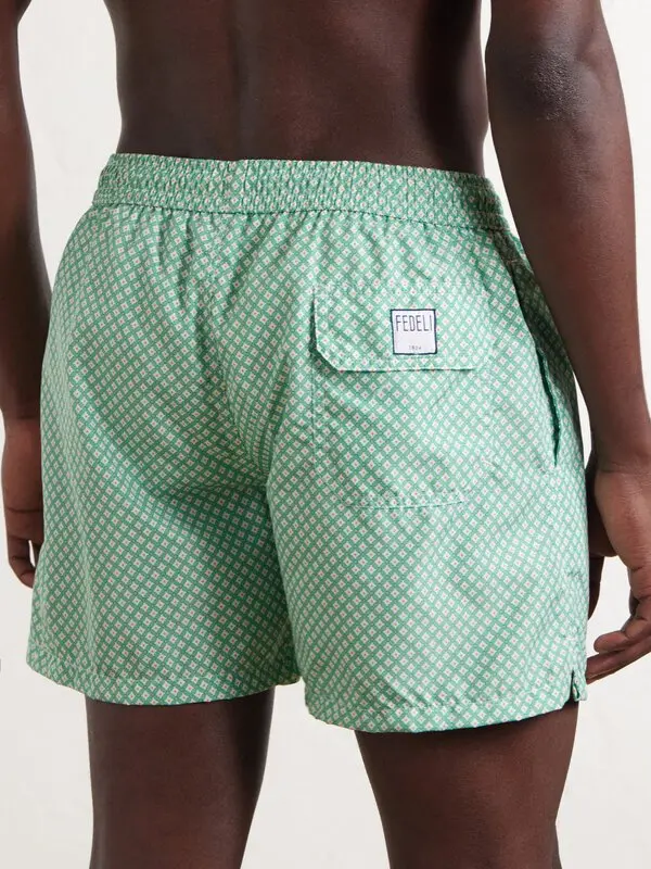 Fedeli Straight-leg Printed Swim Shorts - Green