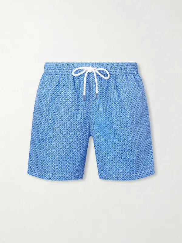 Fedeli Madeira Printed Straight-leg Swim Shorts - Blue
