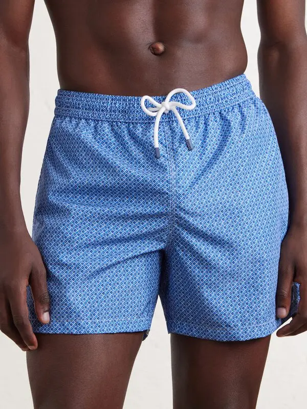 Fedeli Madeira Printed Straight-leg Swim Shorts - Blue