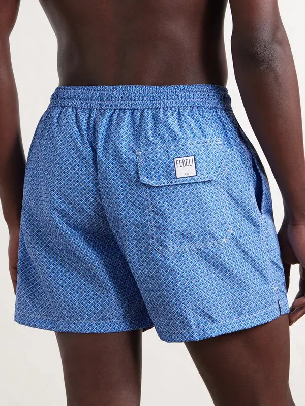 Fedeli Madeira Printed Straight-leg Swim Shorts - Blue