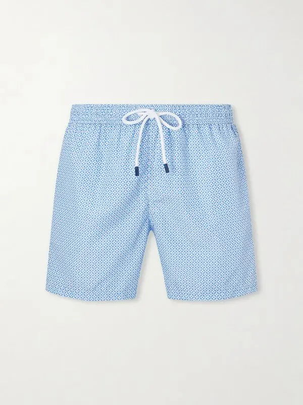 Fedeli Madeira Printed Straight-leg Swim Shorts - Blue