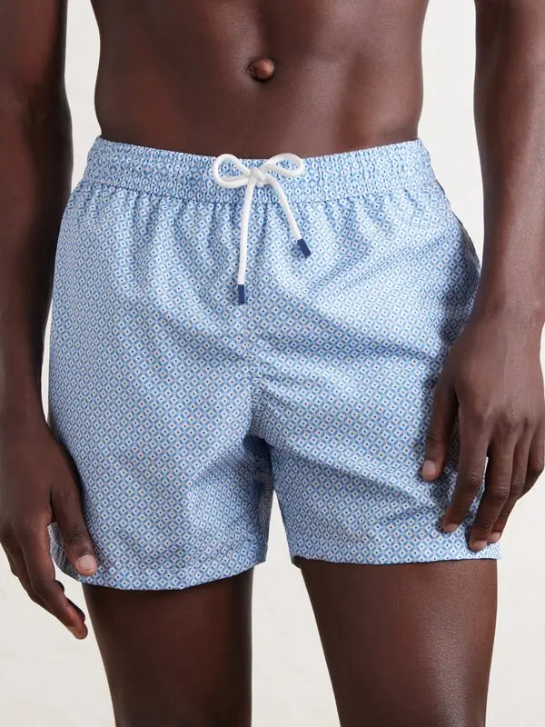 Fedeli Madeira Printed Straight-leg Swim Shorts - Blue