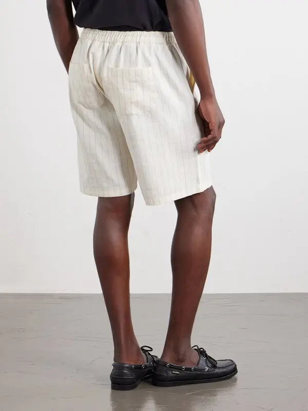 Frescobol Carioca Straight-leg Striped Linen And Cotton-blend Drawstring Shorts