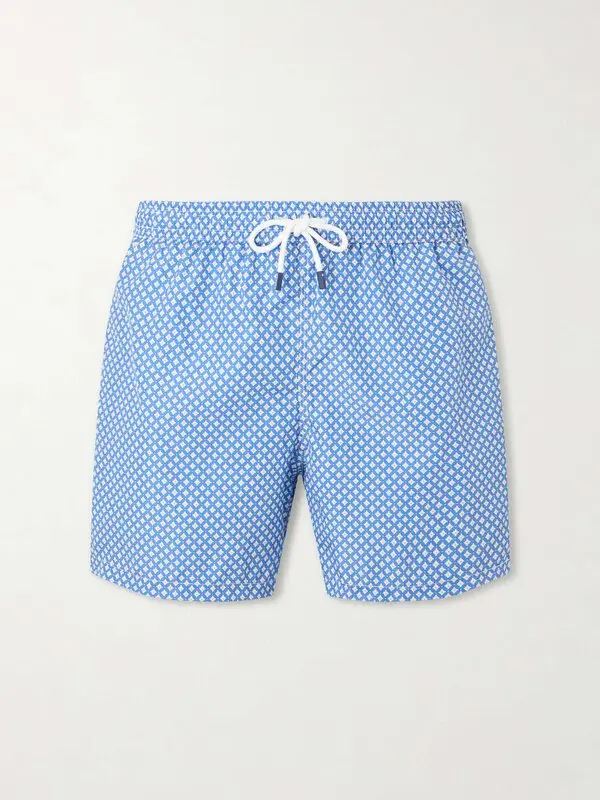 Fedeli Madeira Straight-leg Mid-length Printed Swim Shorts