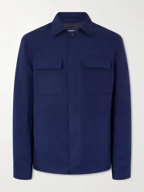 Eleventy Lyocell And Linen-blend Shirt - Blue