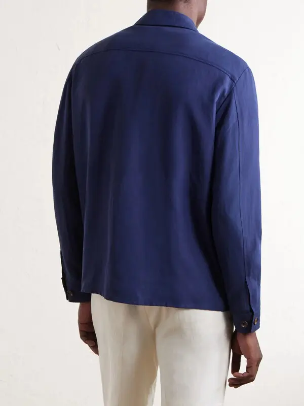 Eleventy Lyocell And Linen-blend Shirt