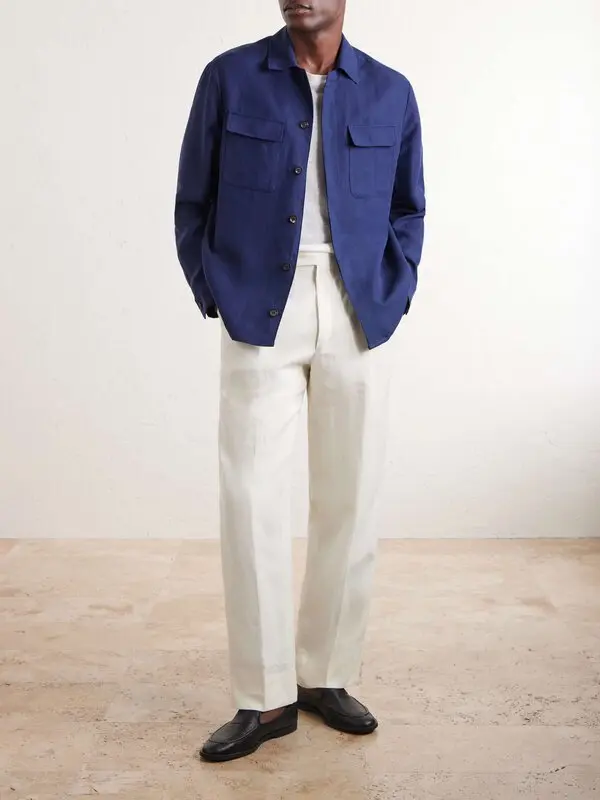 Eleventy Lyocell And Linen-blend Shirt