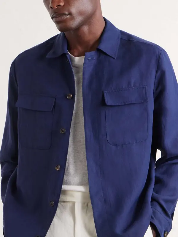 Eleventy Lyocell And Linen-blend Shirt
