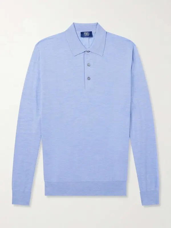 Fedeli Sportman Cashmere And Silk-blend Polo Shirt - Blue