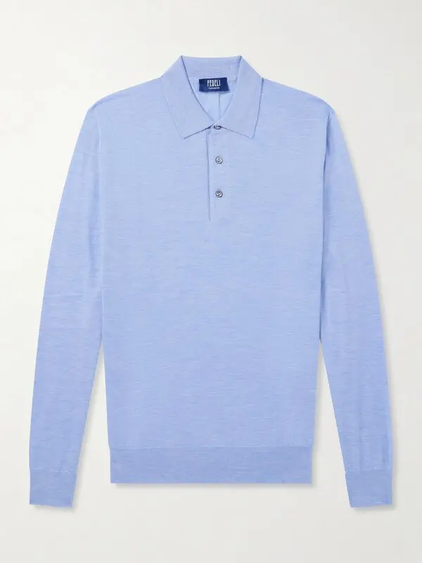 Fedeli Sportman Cashmere And Silk-blend Polo Shirt - Blue