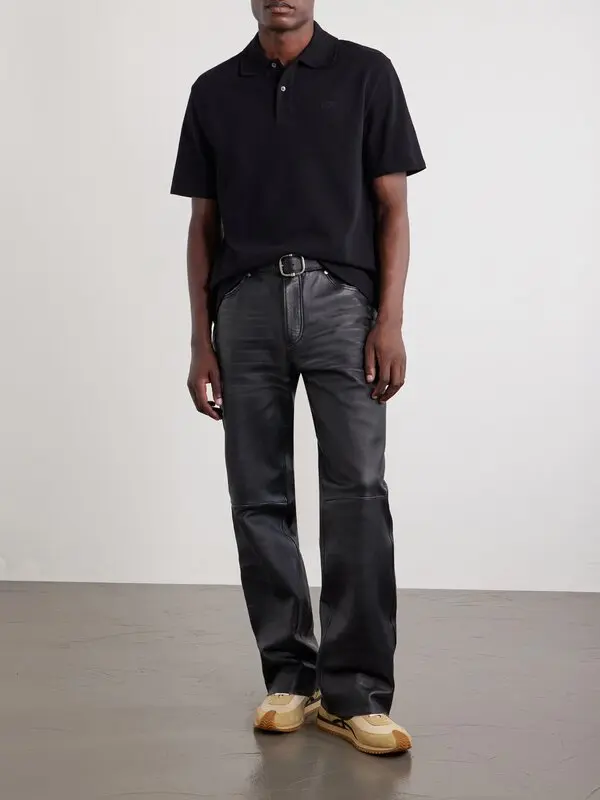 Loewe Anagram-embroidered Cotton-piqué Polo Shirt - Black
