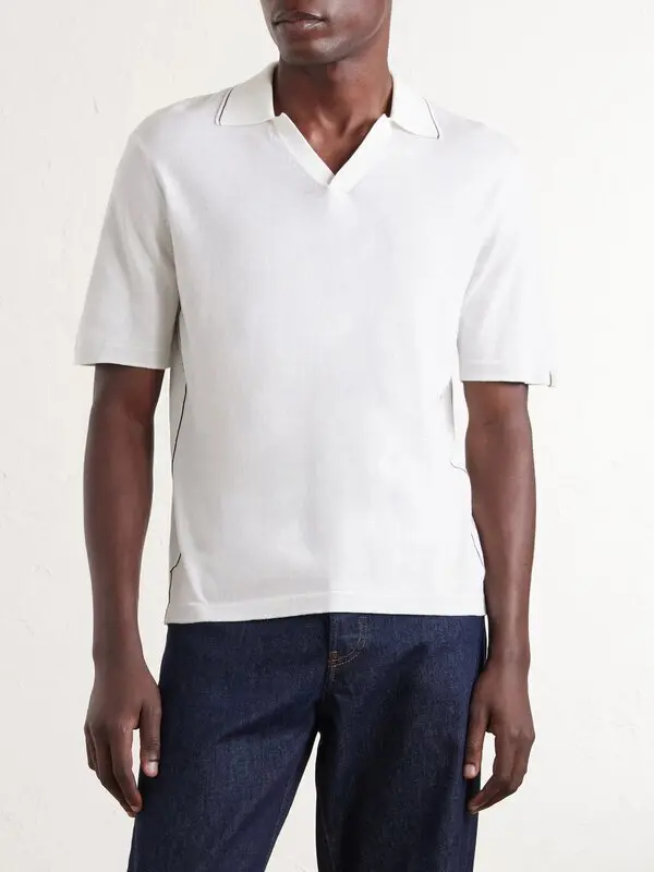 Rag & Bone Conrad Cotton And Silk-blend Polo Shirt