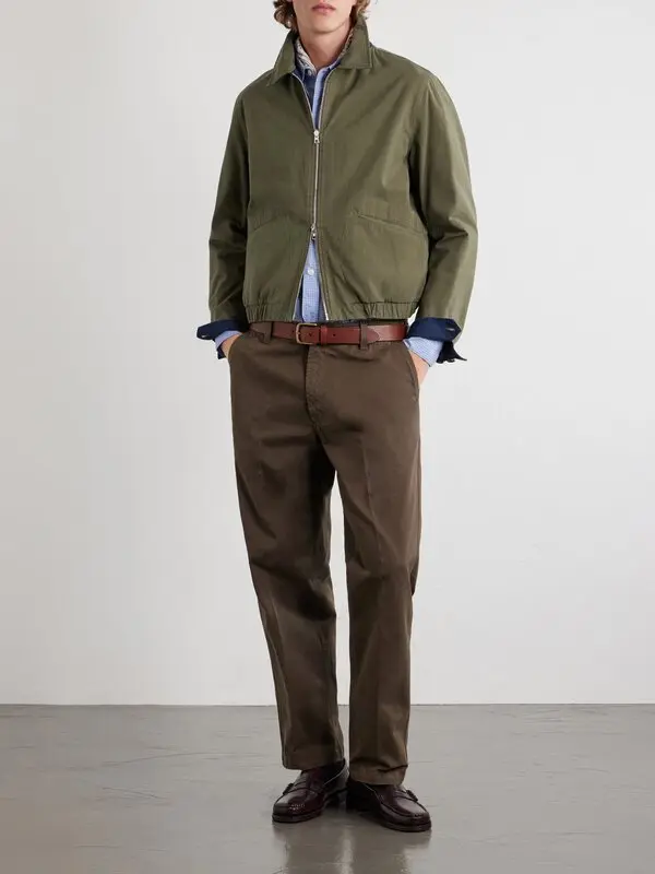 DRAKE'S Straight-leg Peached Cotton-twill Trousers