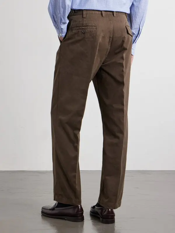 DRAKE'S Straight-leg Peached Cotton-twill Trousers