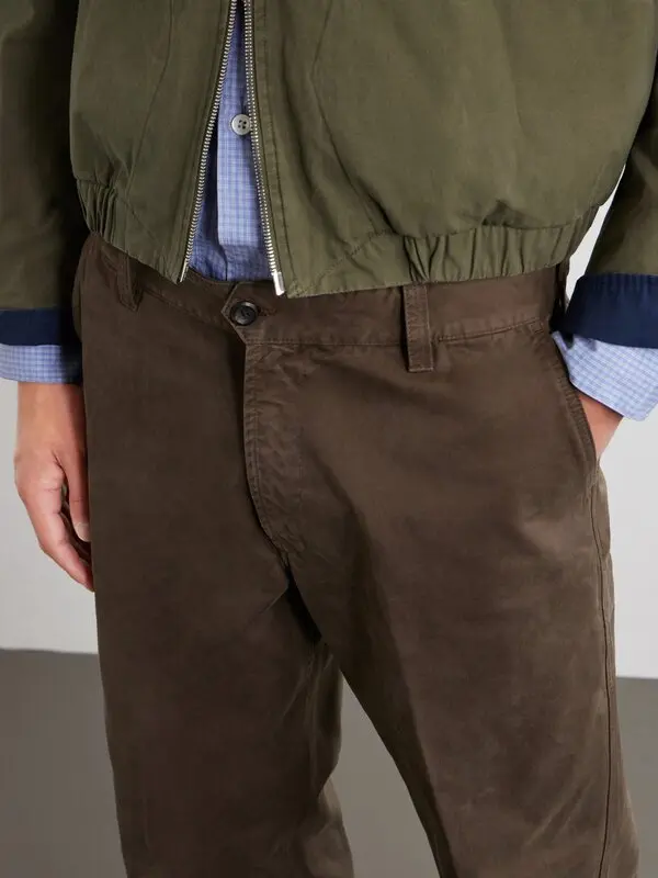 DRAKE'S Straight-leg Peached Cotton-twill Trousers
