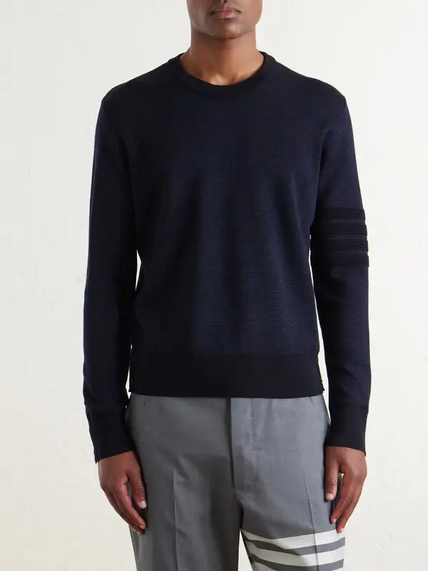 Thom Browne Milano Stitch Wool, Linen And Cotton-blend Sweater