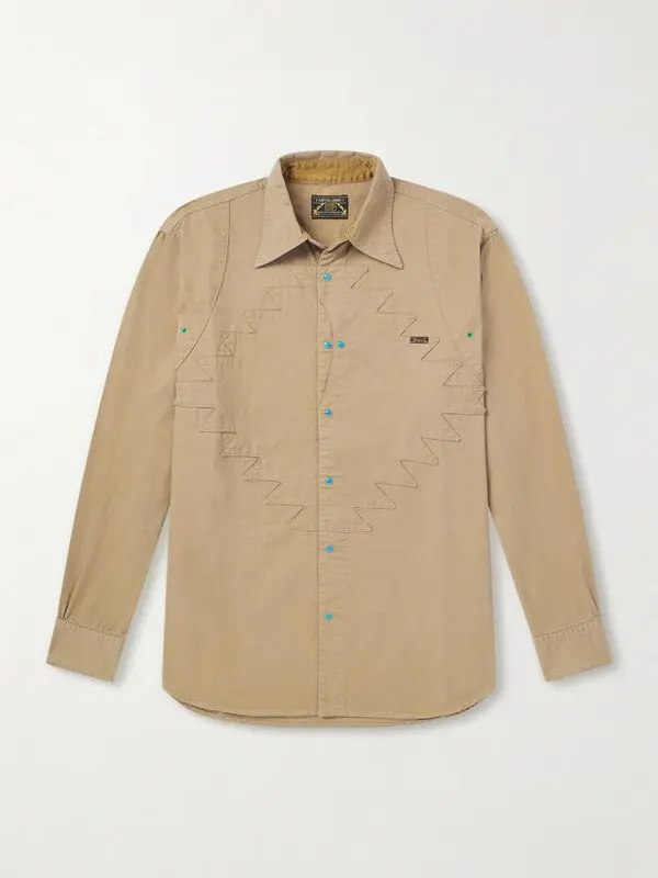 Kapital Thunderbird Panelled Cotton-twill Shirt - Neutrals