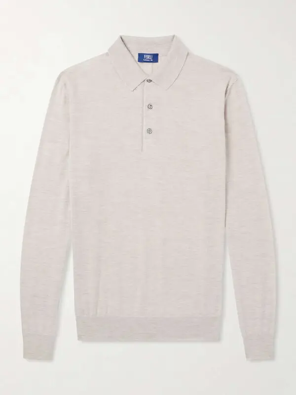 Fedeli Sportman Cashmere And Silk-blend Polo Shirt - Gray