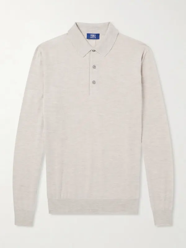 Fedeli Sportman Cashmere And Silk-blend Polo Shirt - Gray