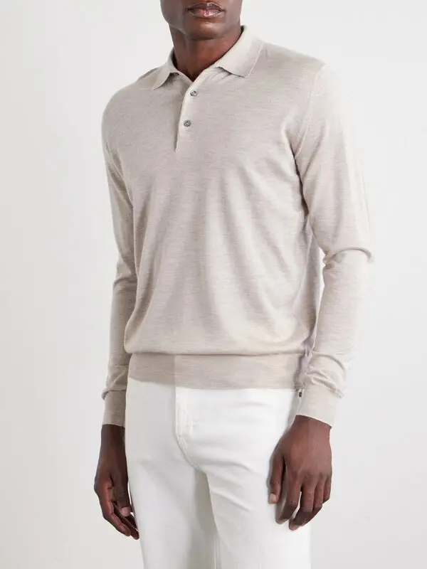 Fedeli Sportman Cashmere And Silk-blend Polo Shirt