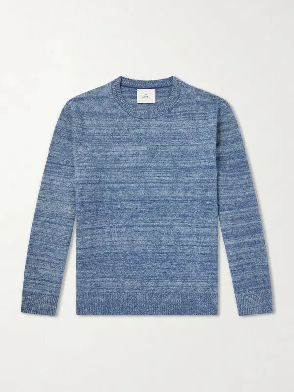 THE ELDER STATESMAN Nimbus Striped Cashmere And Silk-blend Sweater - Blue