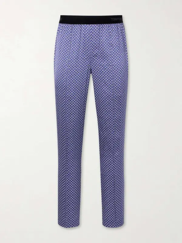 TOM FORD Printed Silk-blend Satin Pyjama Trousers - Purple