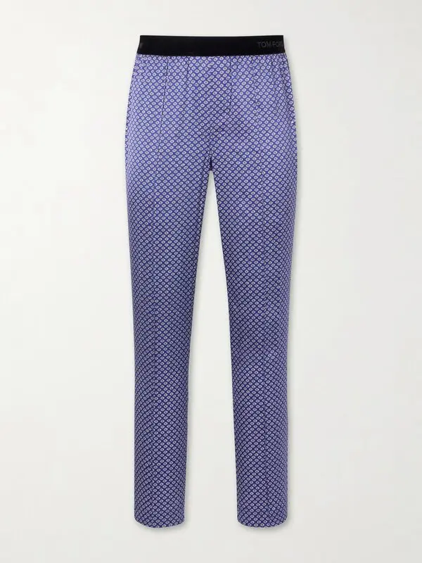 TOM FORD Printed Silk-blend Satin Pyjama Trousers - Purple