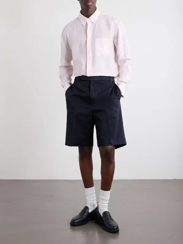 Thom Browne Button-down Collar Garment-dyed Linen Shirt