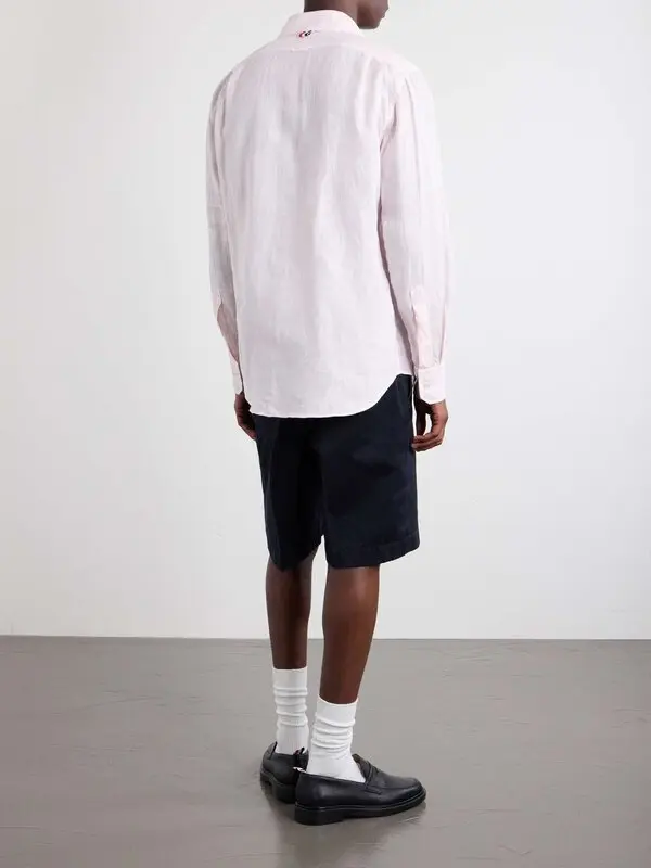 Thom Browne Button-down Collar Garment-dyed Linen Shirt